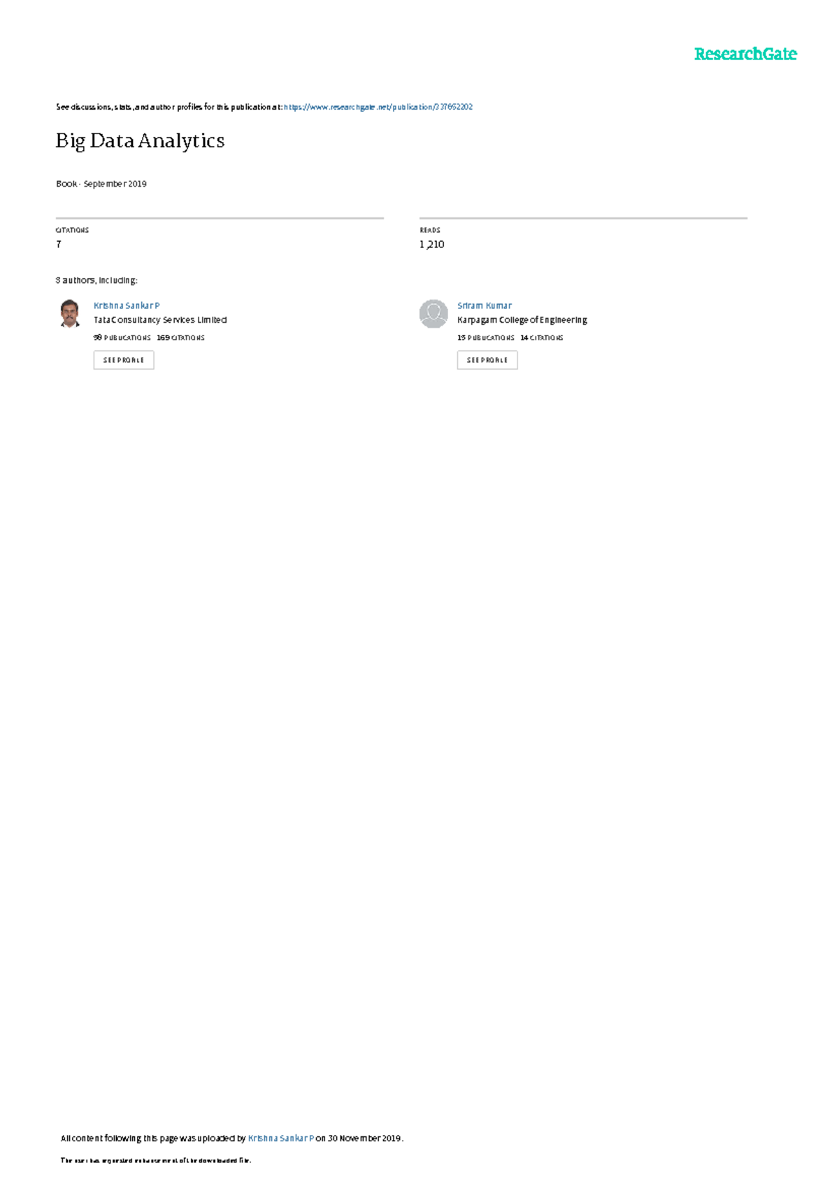 BD Prebook - I gives a idea about bigdata analysis - See discussions, stats, and author profiles ...
