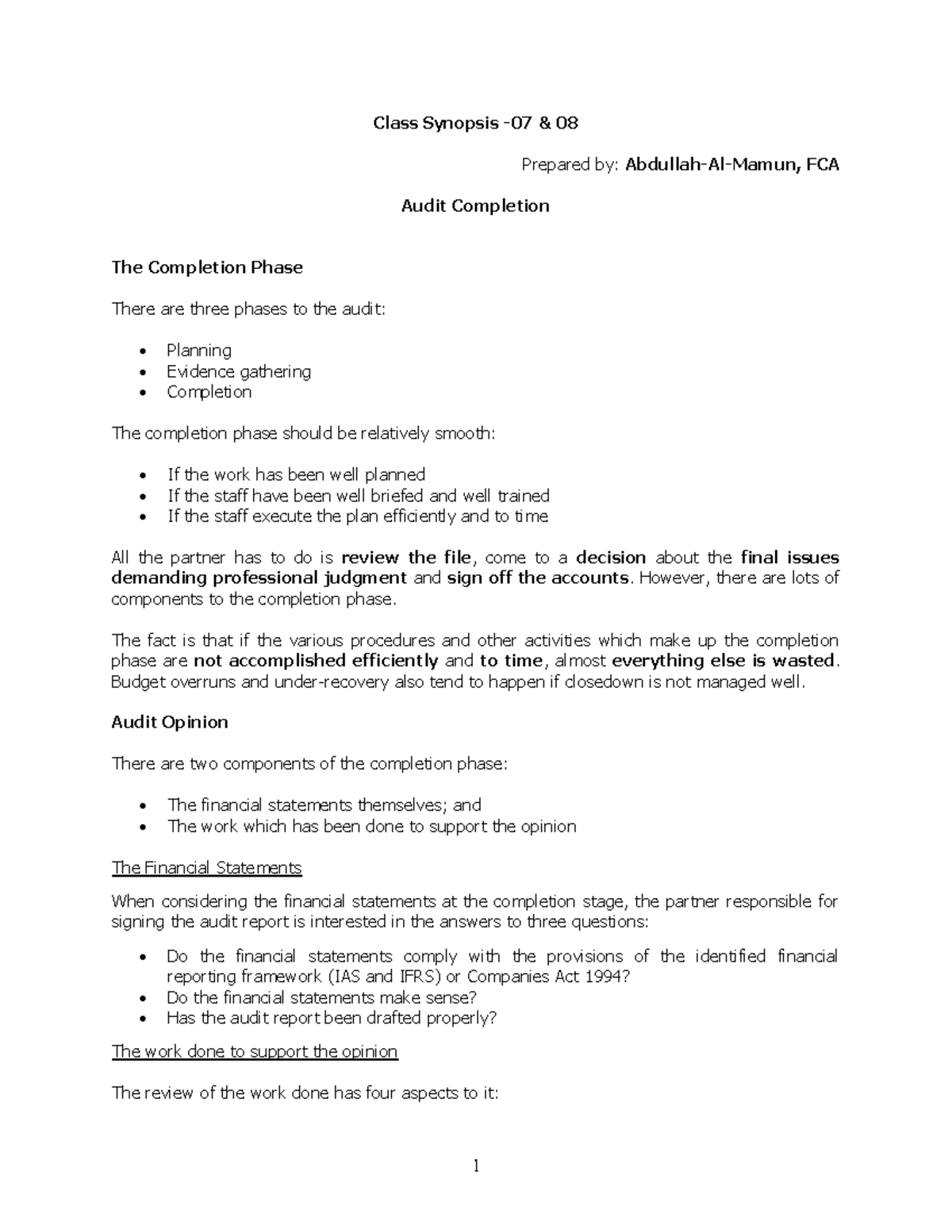04. Audit Completion (Class Synopsis-07 08) 17-02-2021 - Advance ...