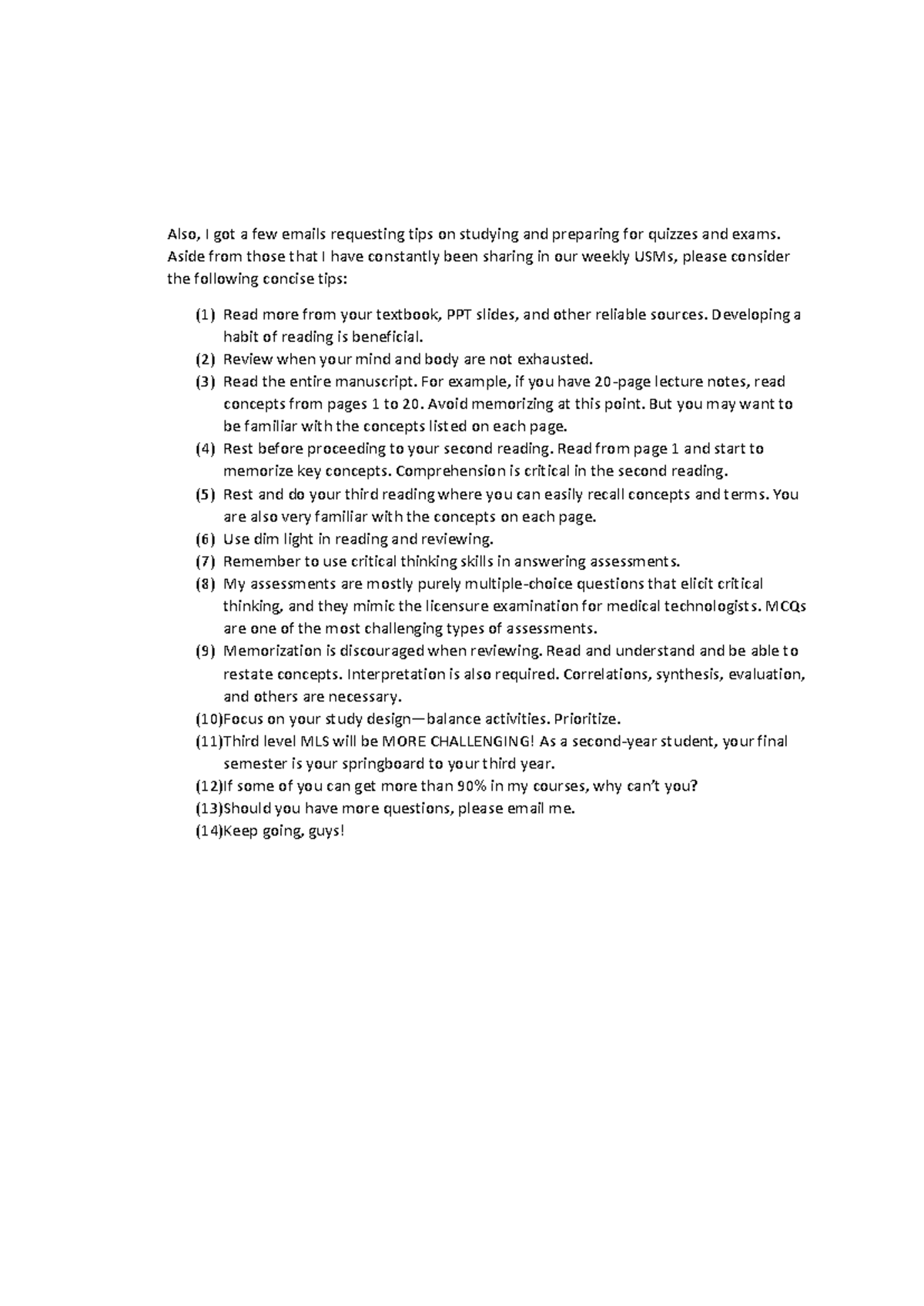 MLS-study-tips - Also, I got a few emails requesting tips on studying ...