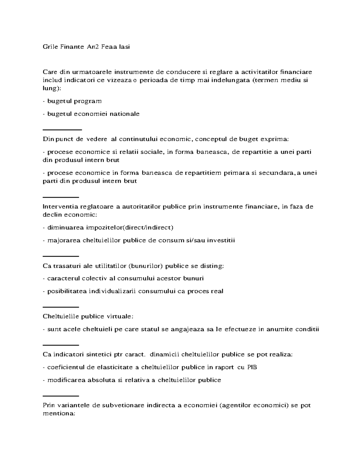 Grile Finante An2 Feaa Iasi - University of Iași - Studocu
