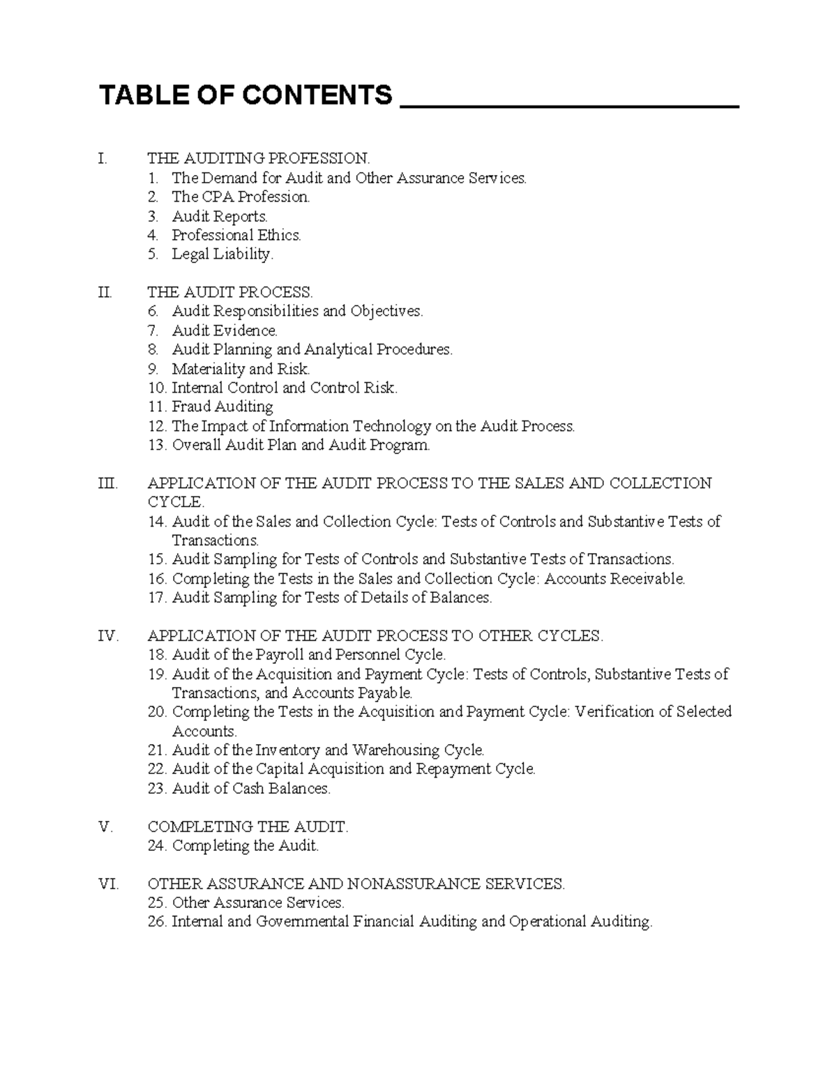 Chapter 1: The audit profession - TABLE OF CONTENTS I. THE AUDITING ...