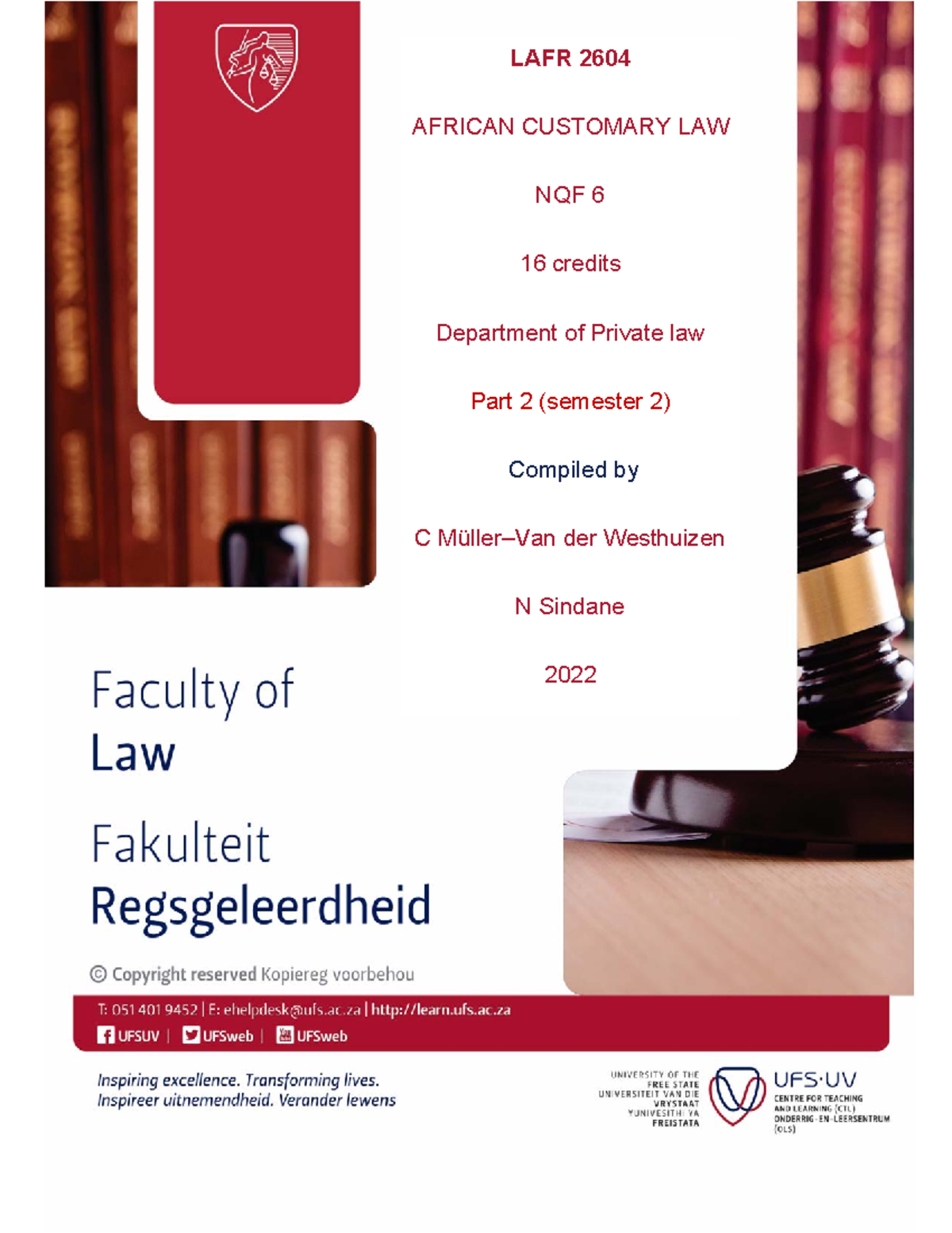 Module Guide LAFR2604 Part2 2022-PDF - LAFR 2604 AFRICAN CUSTOMARY LAW ...