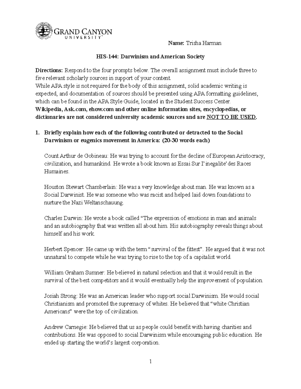 HIS-144-T2.Darwinismand American Society Worksheet Online - Name ...