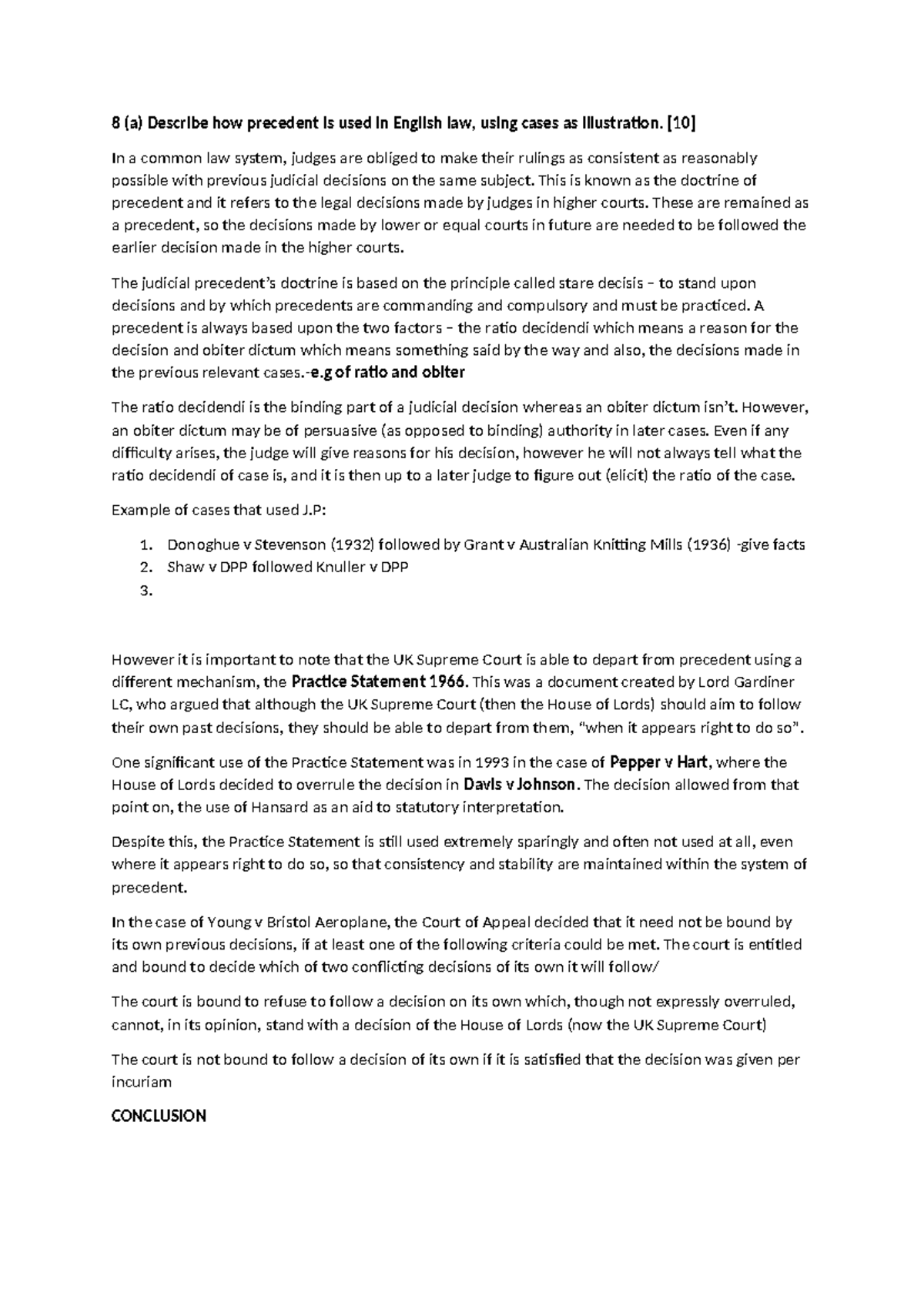 JP sample answer - a skeletal approach to an assignment question - 8 (a ...