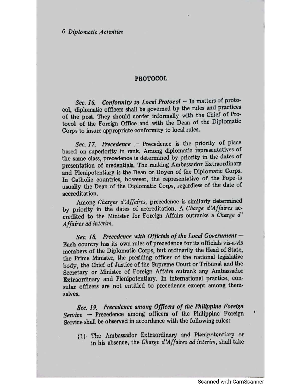 Protocol, Philippine Foreign Service Code 1983 - Foreign Language - Studocu