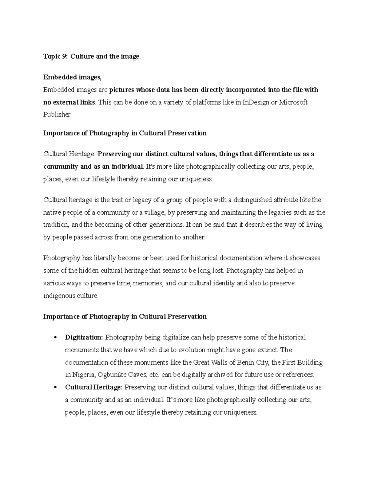 Notes on Culture and the image - Journalism and Media Studies - Studocu