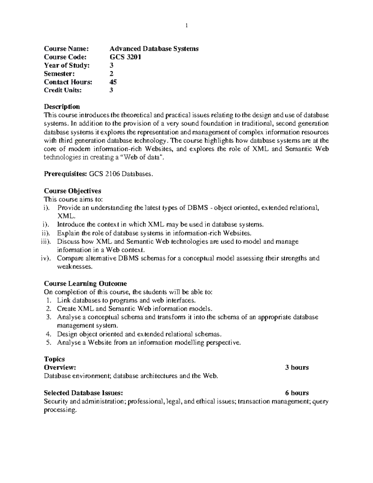 GCS 3201 - Question papers for the academic year 2019/2020 - 1 Course ...