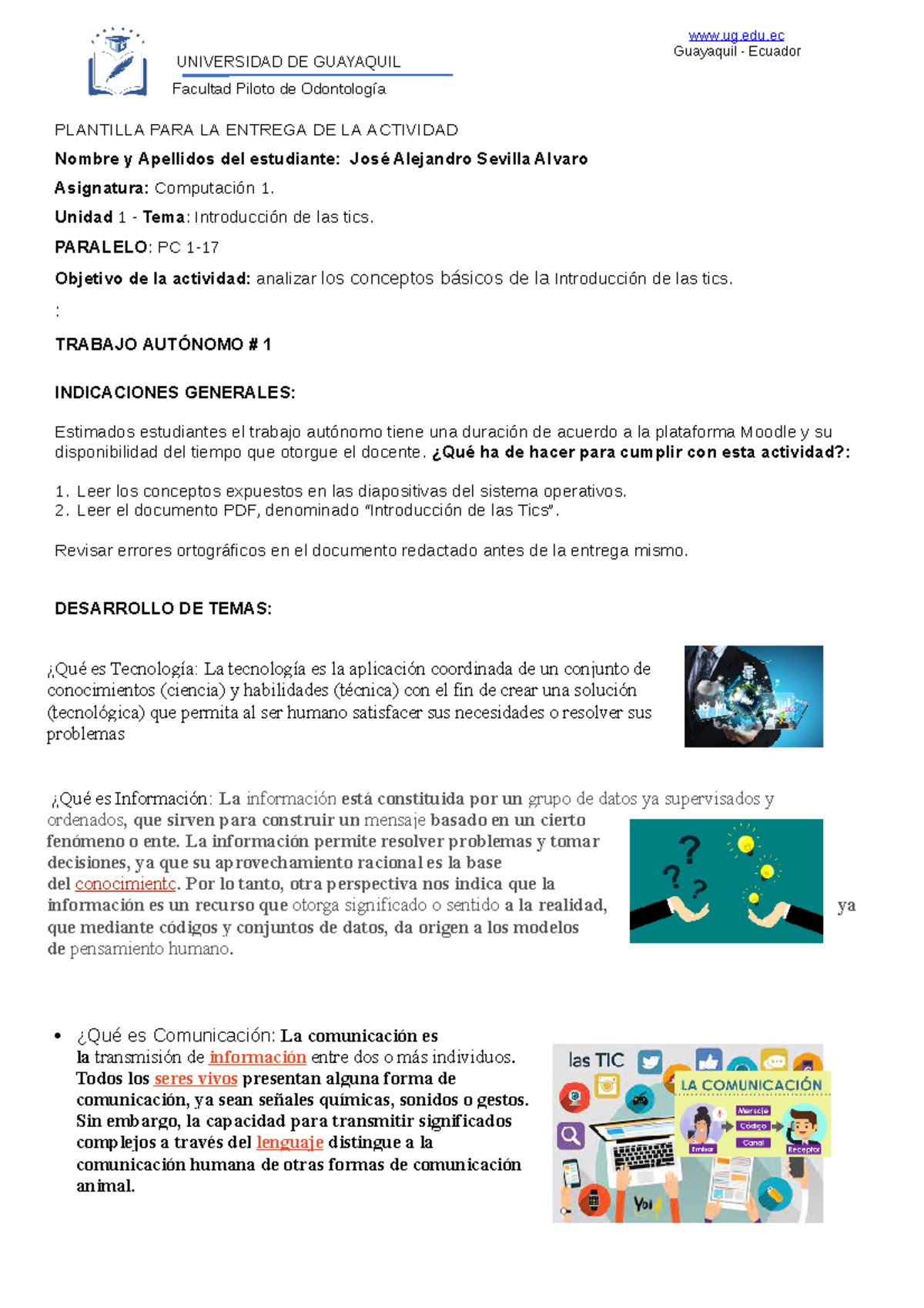 Introduccion de las Tics - UNIVERSIDAD DE GUAYAQUIL Facultad Piloto de ...