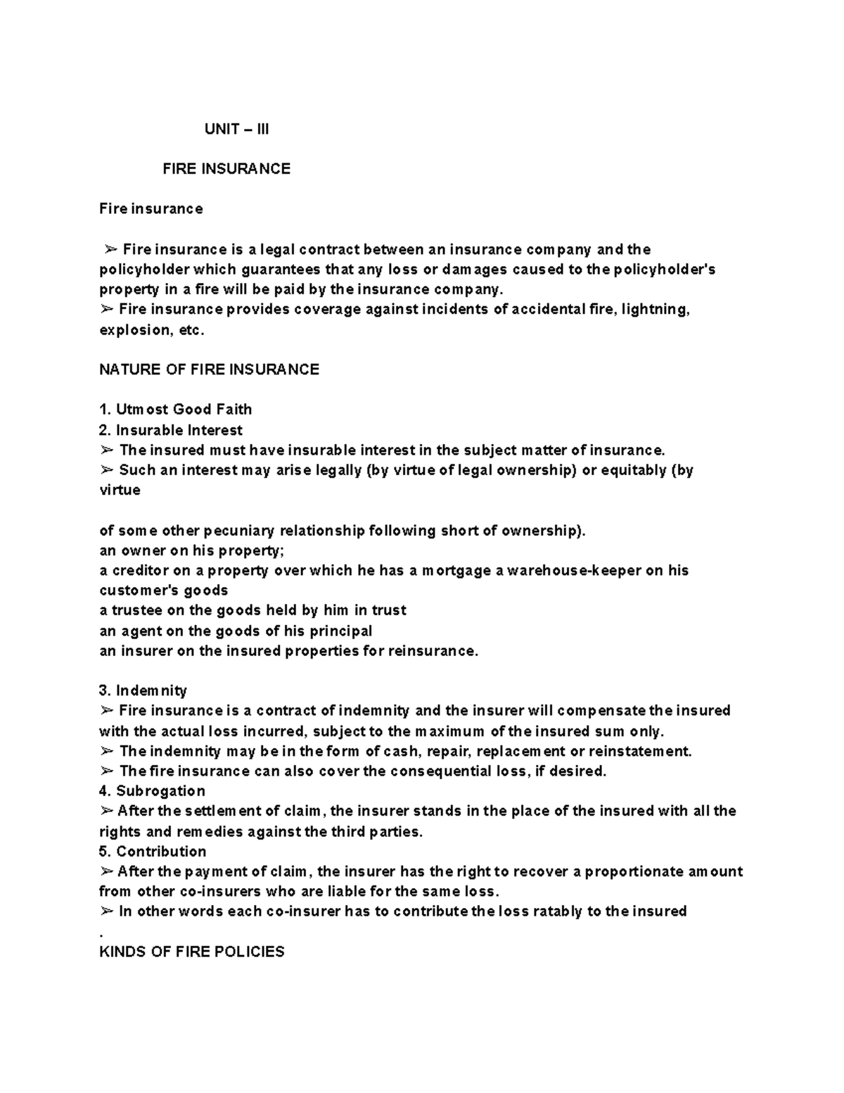 FIRE Insurance - UNIT – III FIRE INSURANCE Fire insurance Fire ...