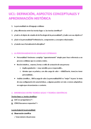Mapa Conceptual UC2 Psicología de la Personalidad - Psicología de la Personalidad Paradigmas ...