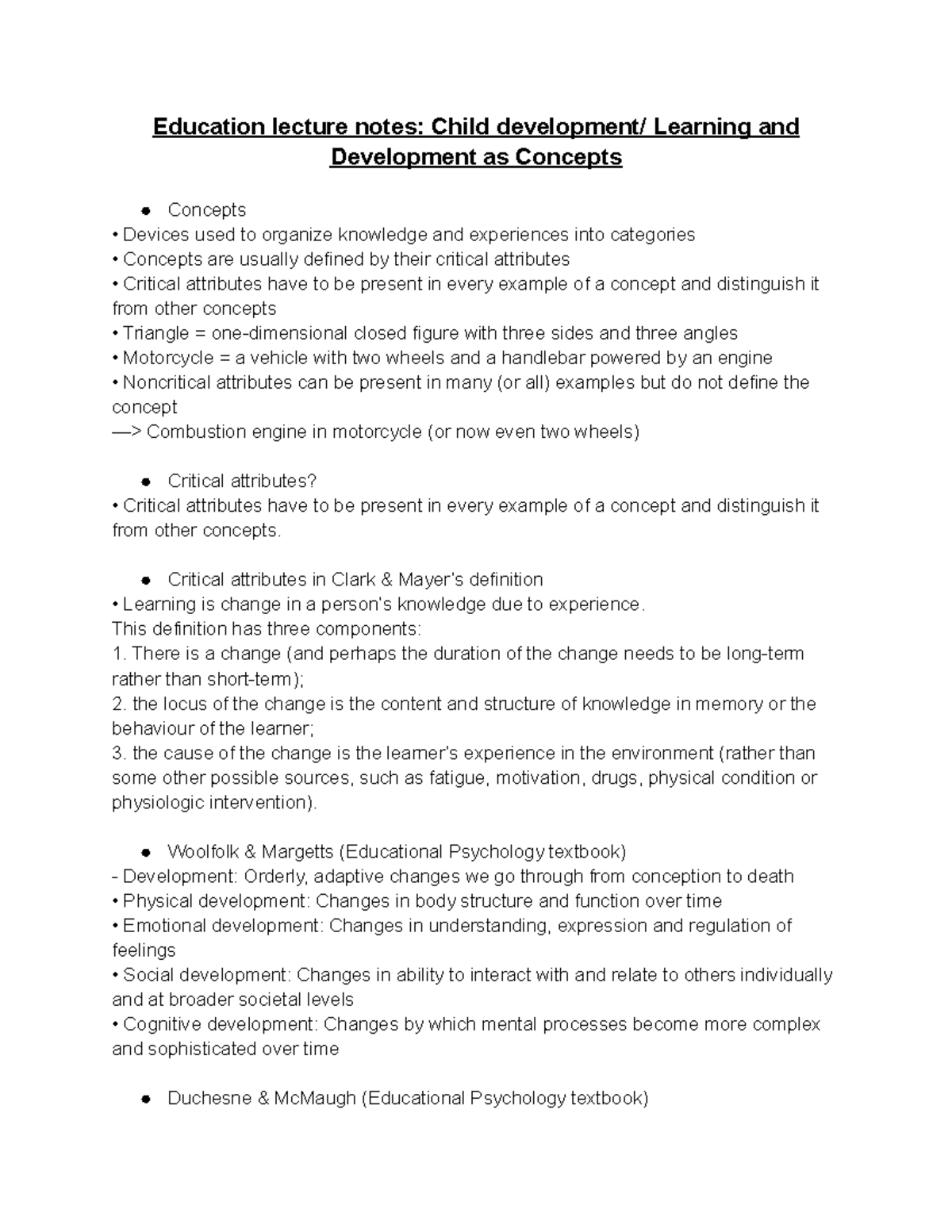 Education lecture notes Child development Learning and Development as ...