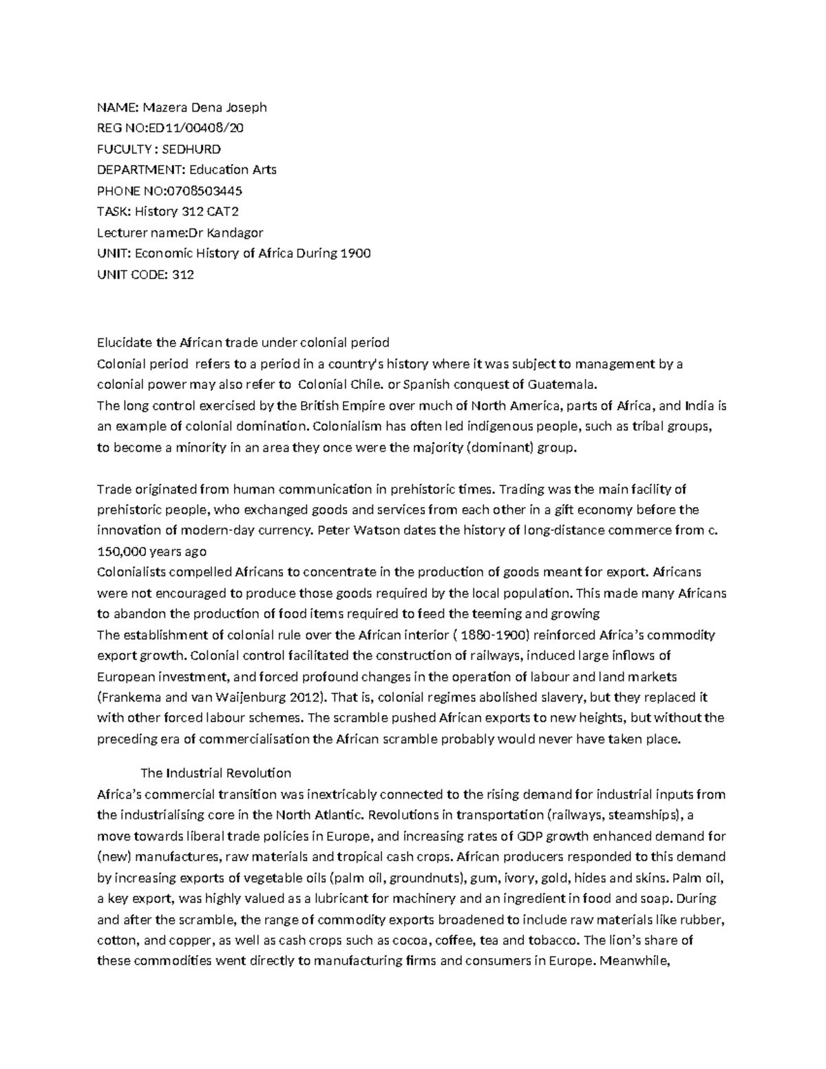 Mazera Dena document - it's just but an estimate of all materials ...