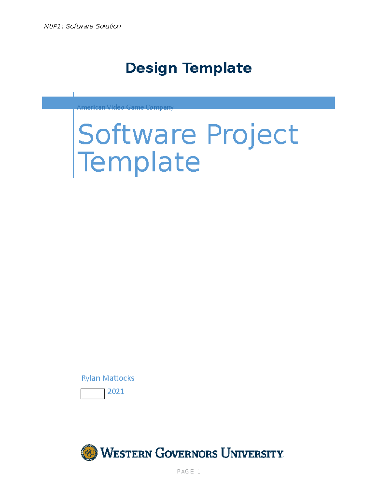 Design Template - Not Finished - NUP1: Software Solution Design ...