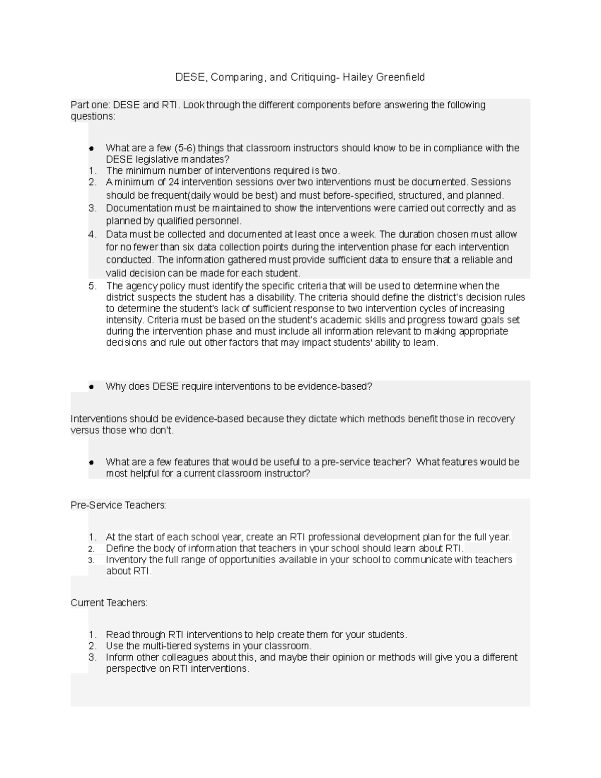 DESE, Comparing, and Critiquing- Hailey Greenfield - Look through the ...