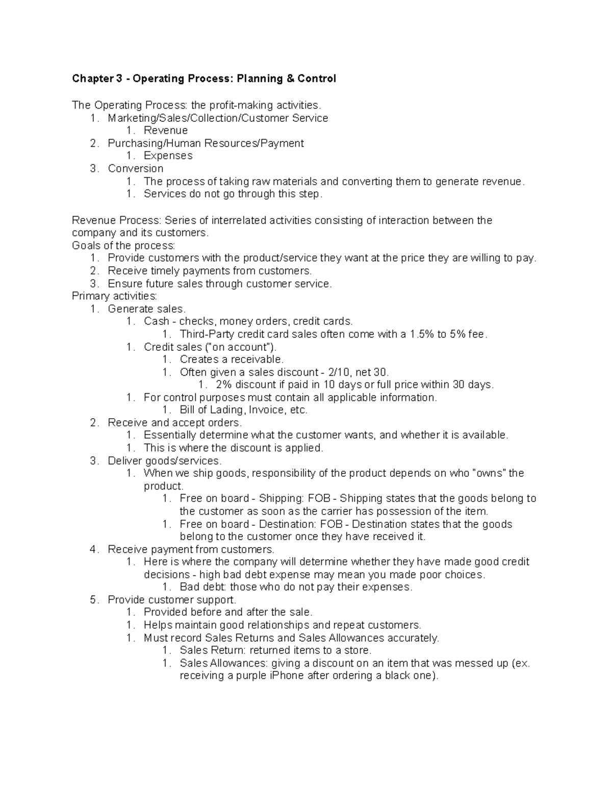 Accounting Chapter 3 - ACC 206 Kyle Goodin - Chapter 3 - Operating ...