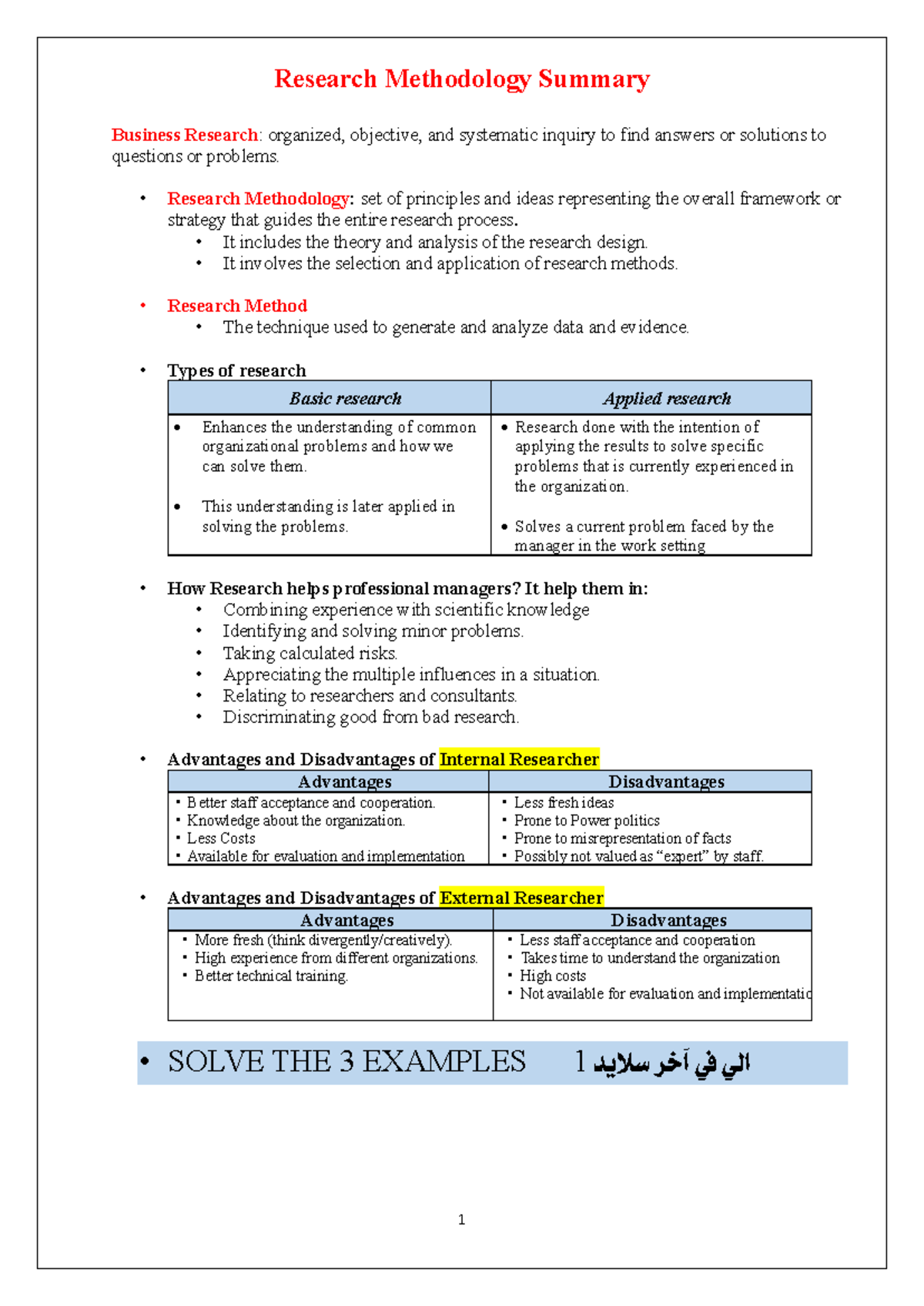 Research Methodology Summary - Research Methodology Summary Business Research: organized ...