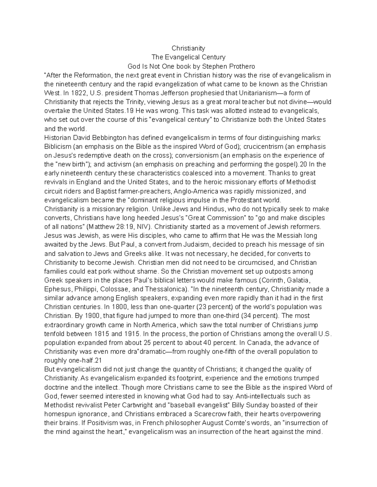 Christianity 12 - God is not one - Christianity The Evangelical Century ...