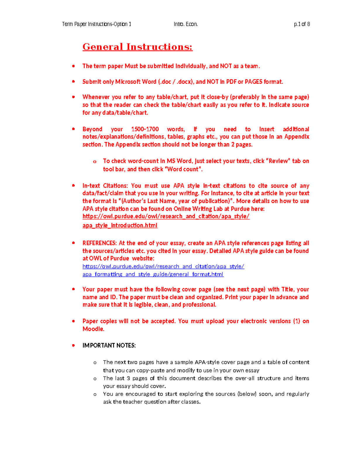 TERM- Project-Option 1-Country Profile - Term Paper Instructions-Option ...