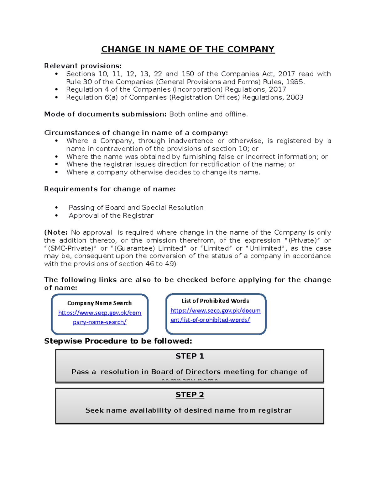 Change in Company Name - CHANGE IN NAME OF THE COMPANY Relevant ...