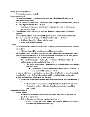 Unit 7 chem notes - Unit 7 Acid base chemistry - Water can ...