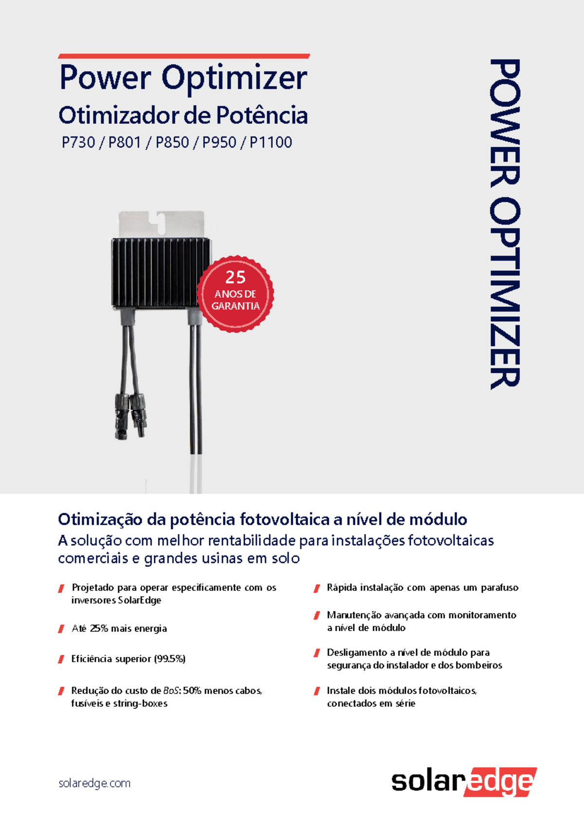 Ficha Técnica - Otimizador de Potência Solar Edge P950 - 002131 2016 ...