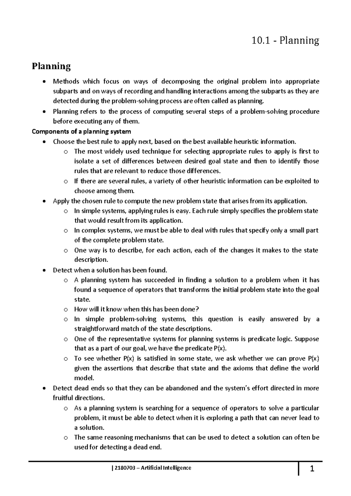2180703 Artificial Intelligence-Notes PDF-Units-11 - Planning Methods ...