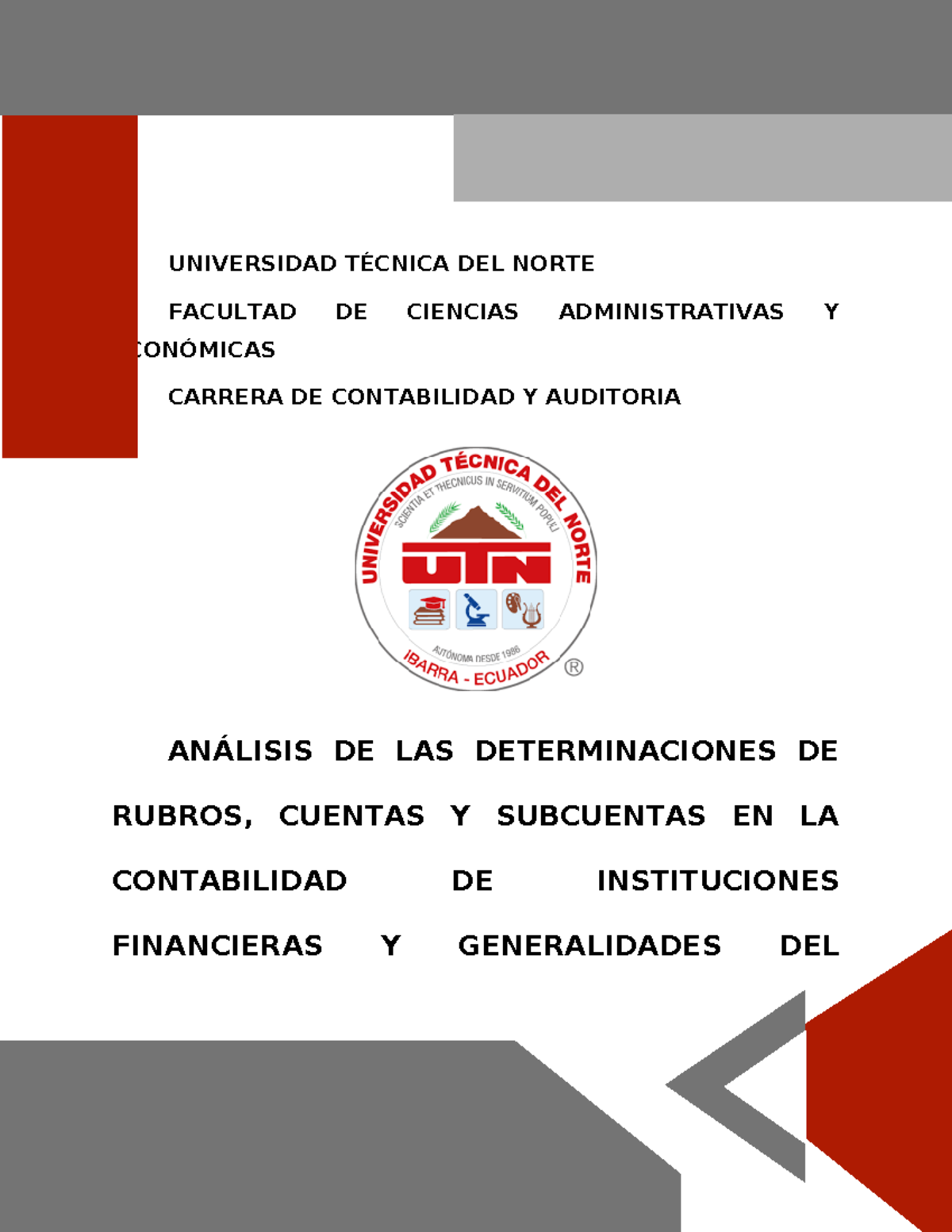 AD 5A1 ANÁLISIS DE LAS DETERMINACIONES DE RUBROS, CUENTAS Y SUBCUENTAS ...