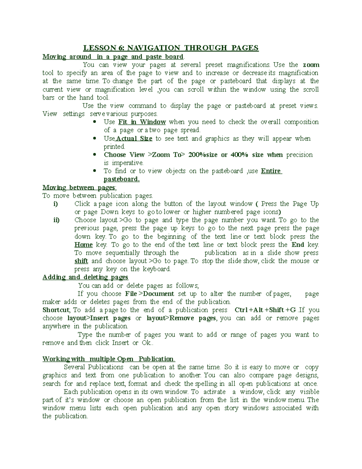 Lesson 5 Navigation Through Pages - LESSON 6: NAVIGATION THROUGH PAGES ...