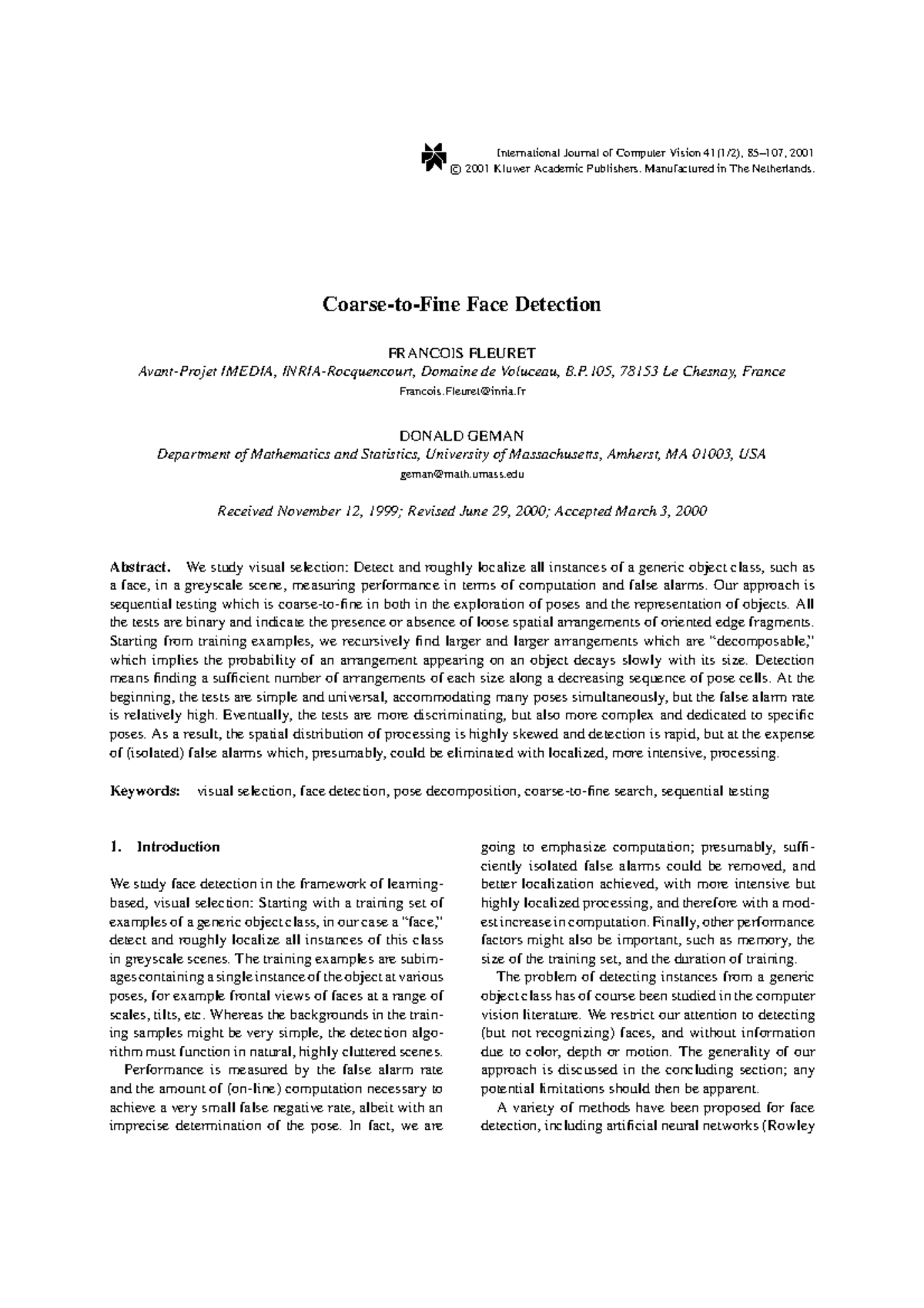 Research papers - International Journal of Computer Vision 41(1/2), 85 ...