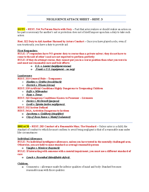 Negligence Attack Sheet – REST - NEGLIGENCE ATTACK SHEET – REST. 3 DUTY ...
