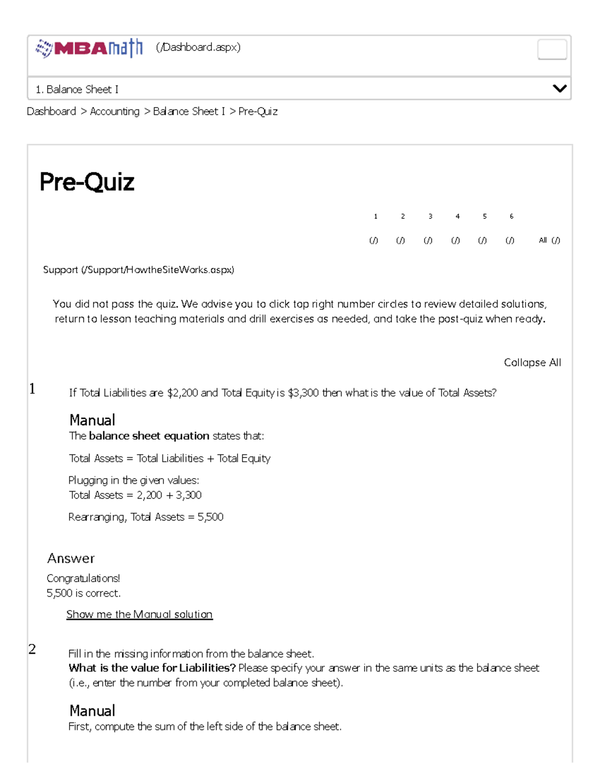 Balance sheet I MBA Math - 1. Balance Sheet I Dashboard > Accounting ...