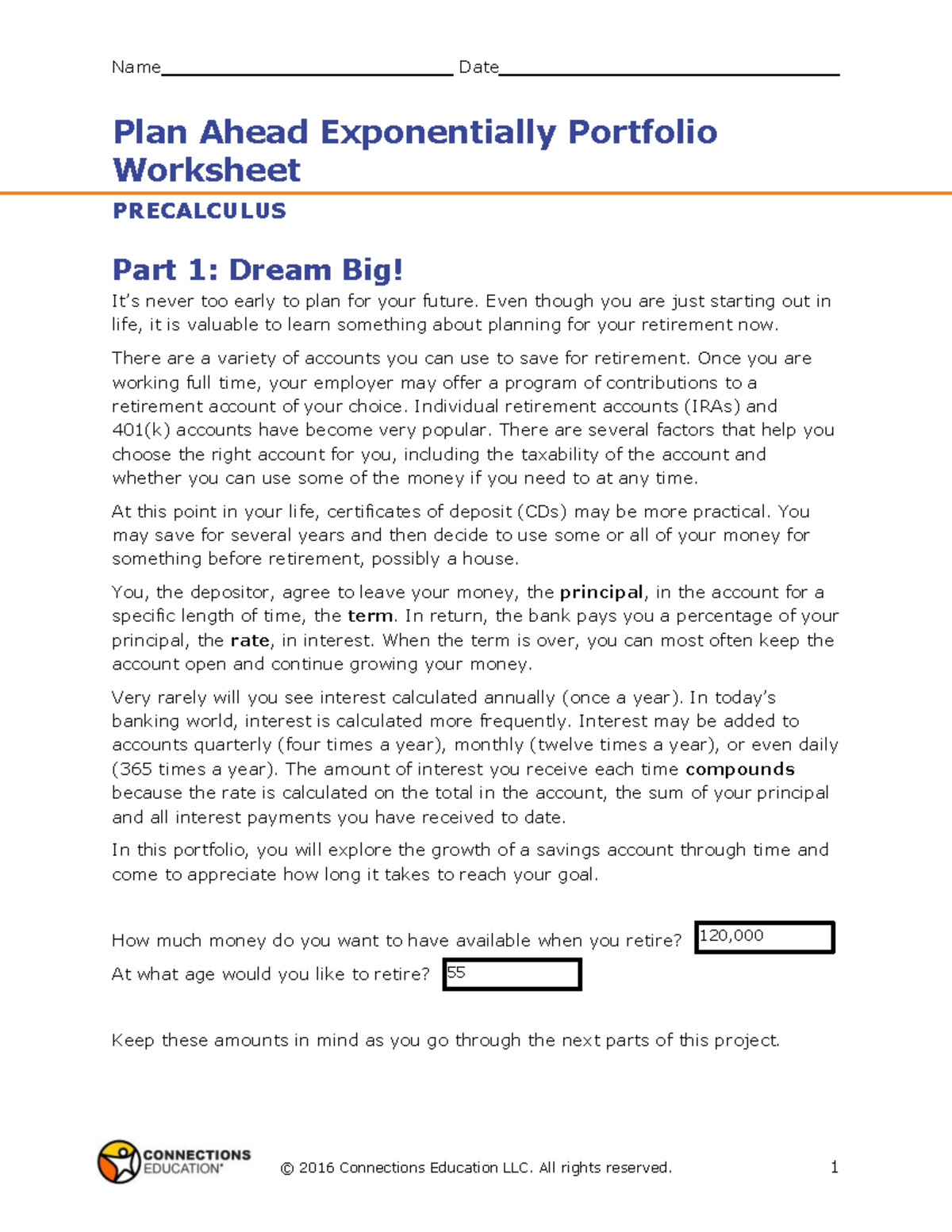Plan - Portfollio - Plan Ahead Exponentially Portfolio Worksheet ...