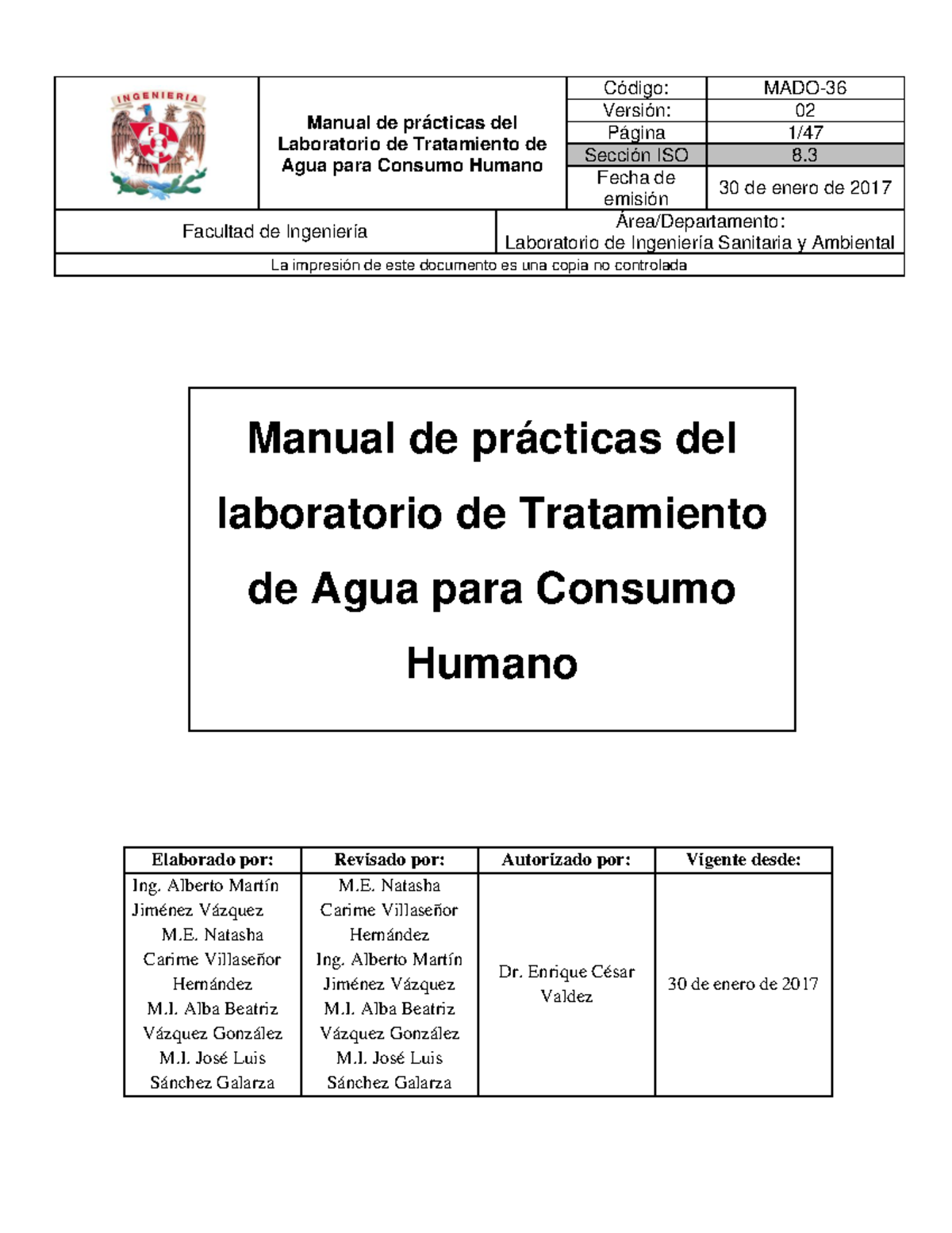 MADO-36 TACH V2 dureza alcalinidad filtración sedimentación p H - Manual de prácticas del - Studocu