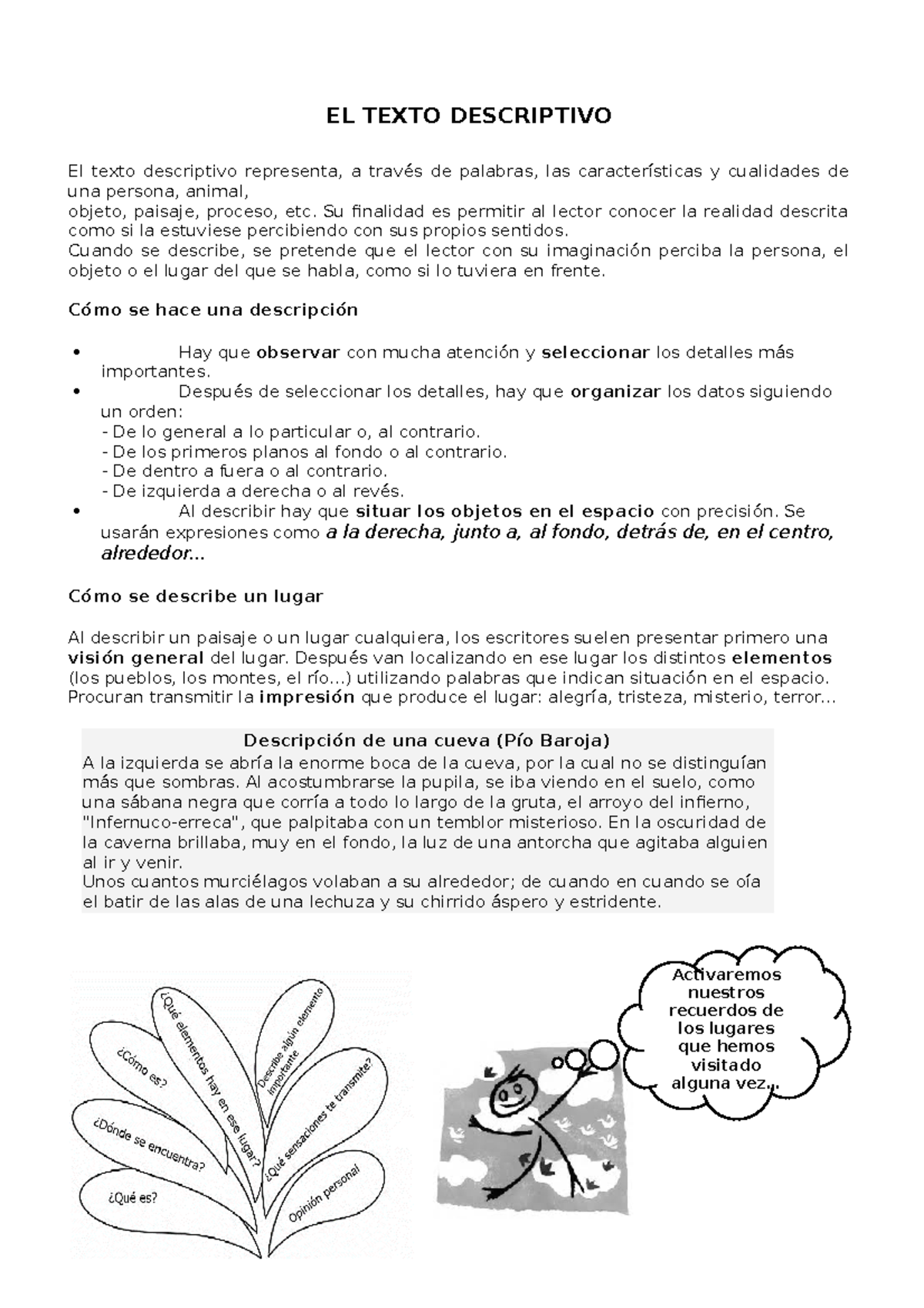 LA Descripión 2 - Ejercicios - EL TEXTO DESCRIPTIVO El texto ...