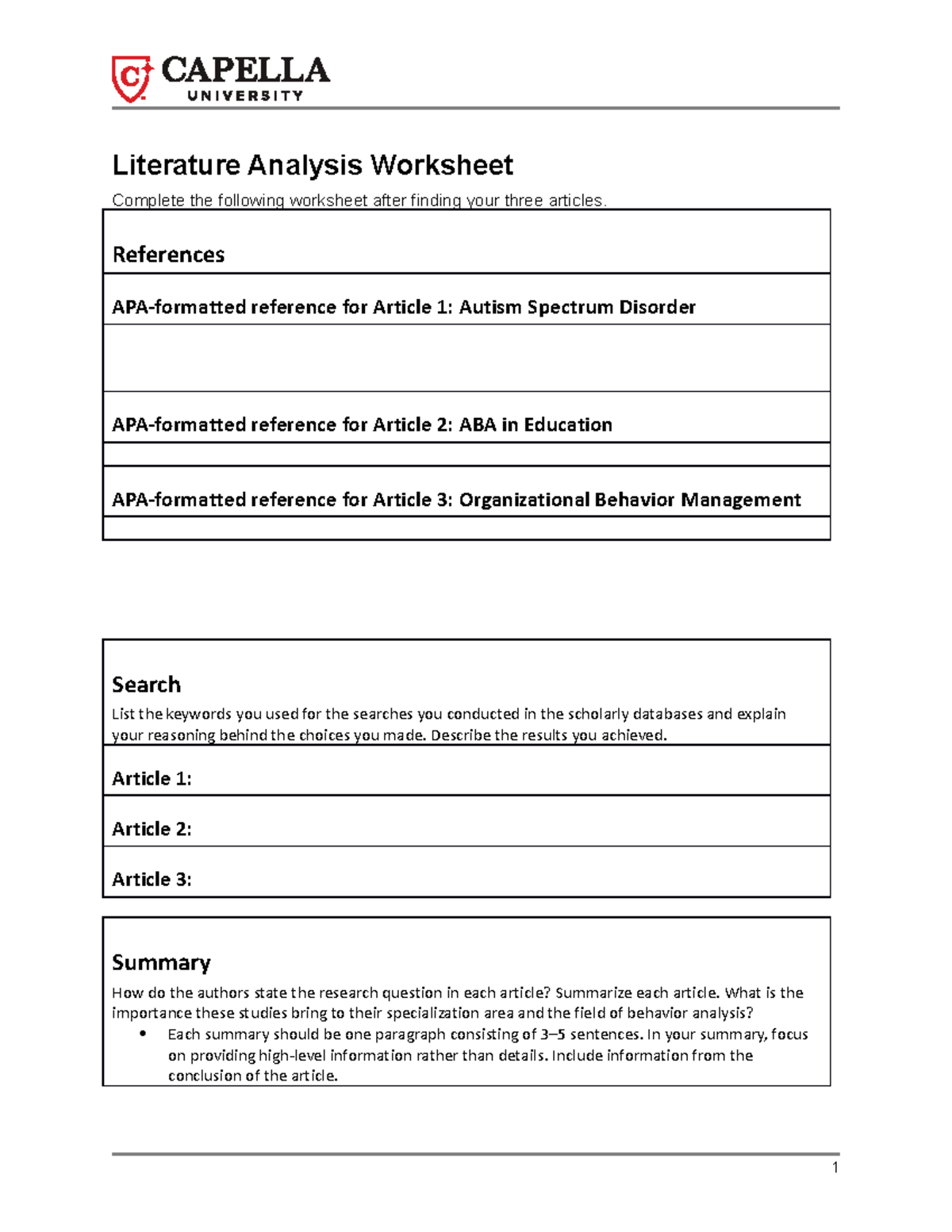 Literature analysis Outline - Literature Analysis Worksheet Complete ...