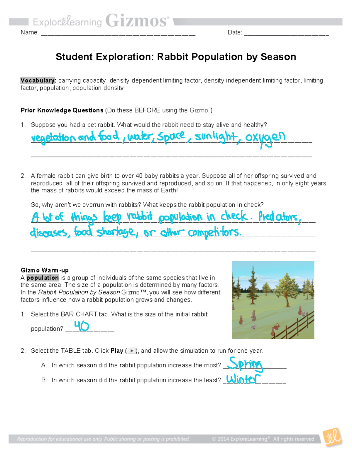Rabbit Population by Season Gizmo - Name ...