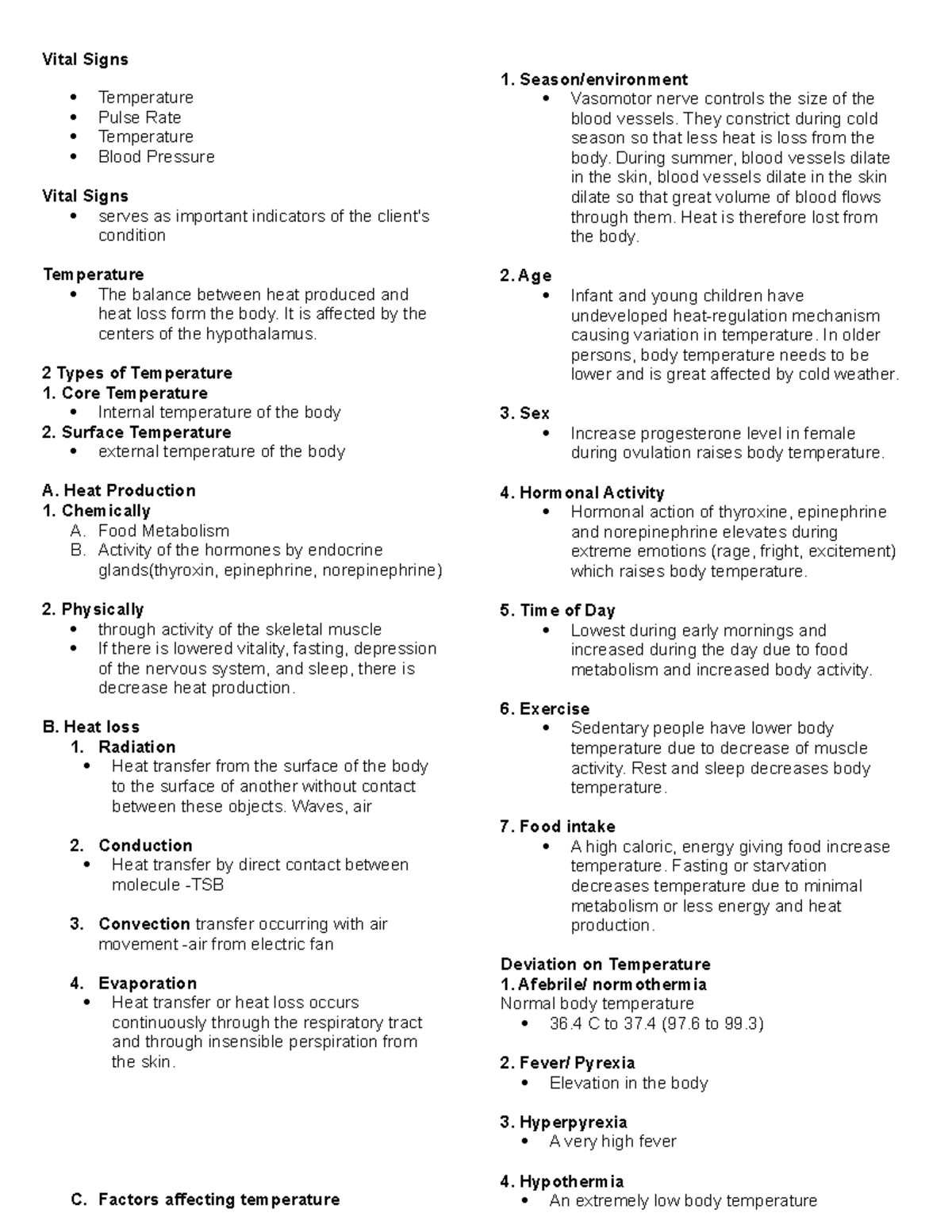 Vital Signs of Nursing - Vital Signs Temperature Pulse Rate Temperature ...