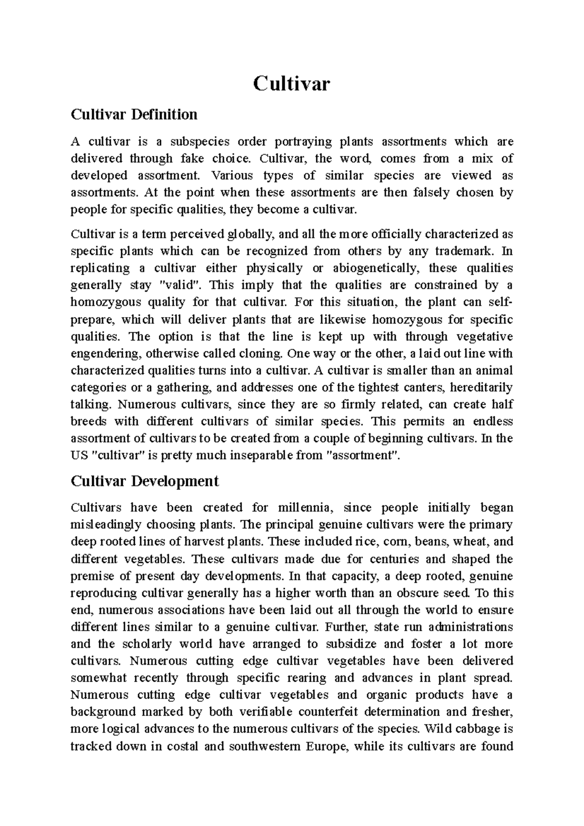 Cultivar - Cultivar Cultivar Definition A cultivar is a subspecies ...