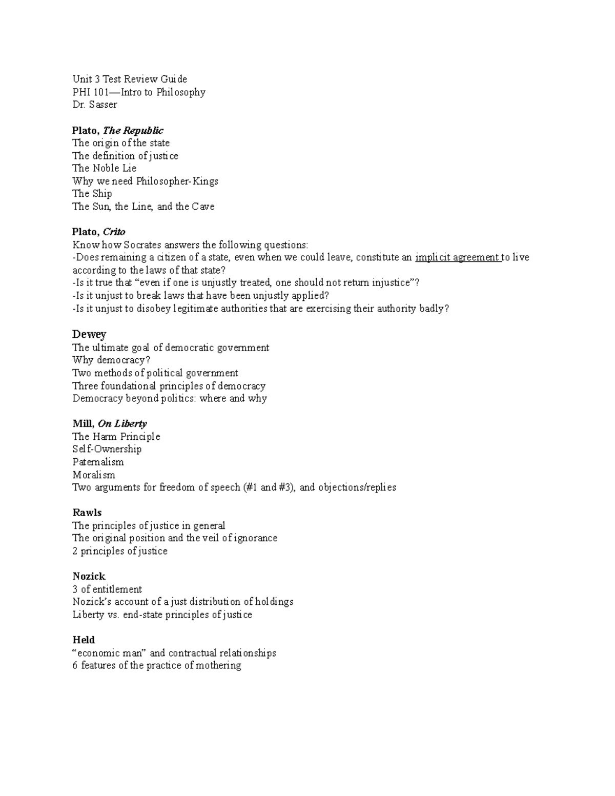Unit 3 Test Review Guide.PHI 101.FA 2018 - Unit 3 Test Review Guide PHI ...