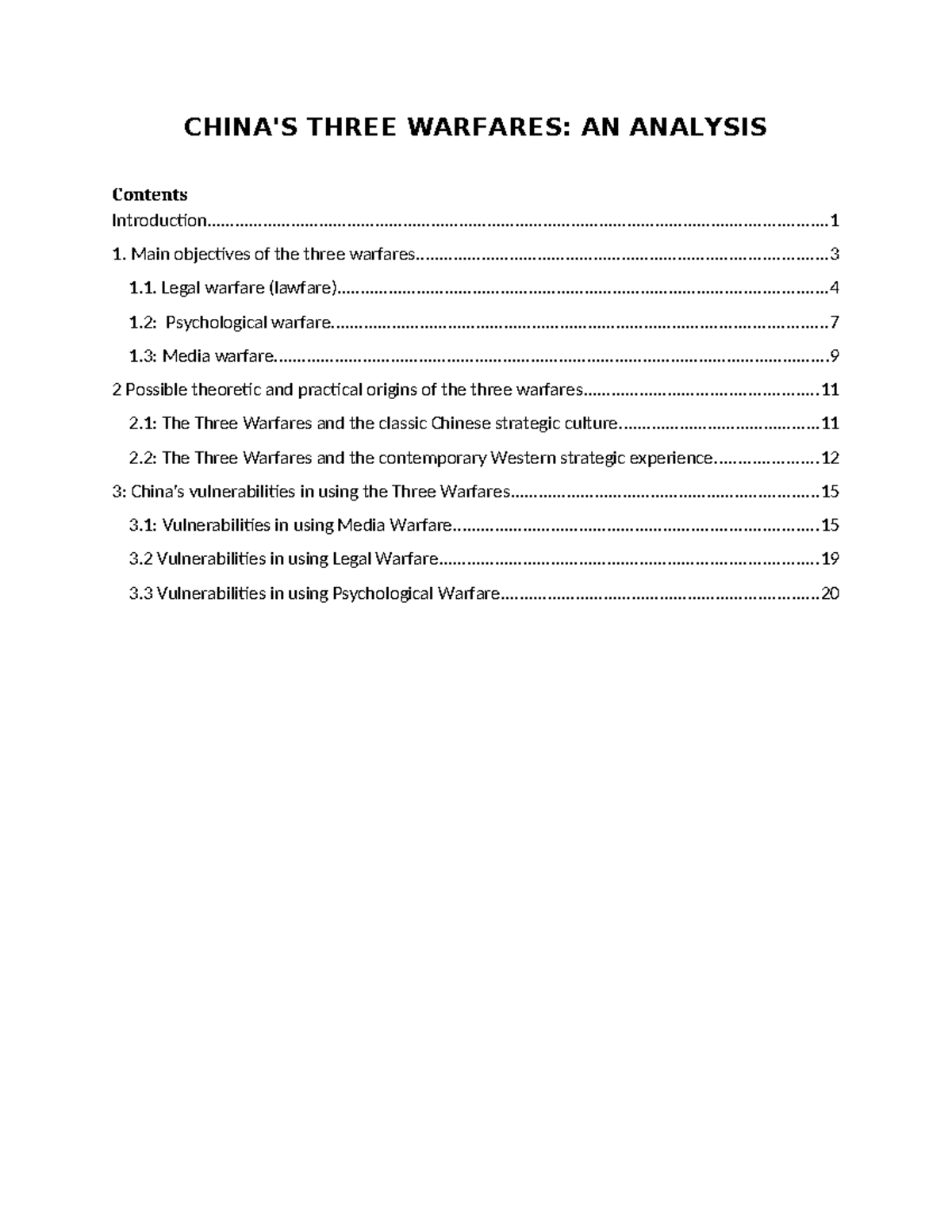 China Three Warfares An Analysys - CHINA'S THREE WARFARES: AN ANALYSIS ...