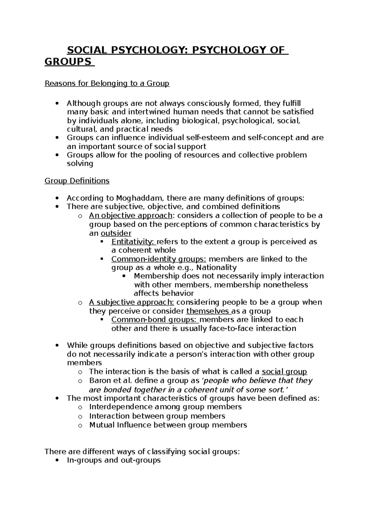 Psych Notes - Social Psychology - SOCIAL PSYCHOLOGY: PSYCHOLOGY OF ...