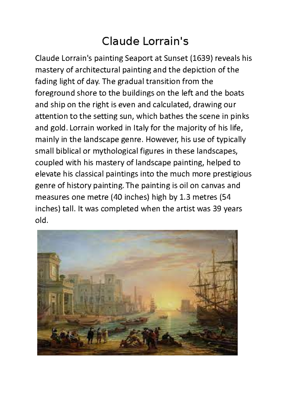Claude Lorrain - Claude Lorrain's Claude Lorrain's painting Seaport at ...