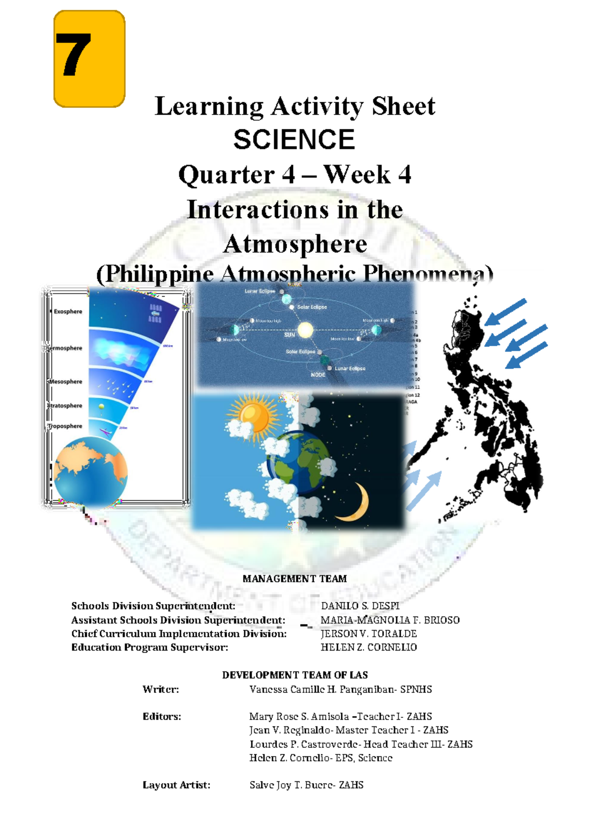 LAS Science 7 Q4 W4 Interactions in the Atmosphere - Learning Activity ...