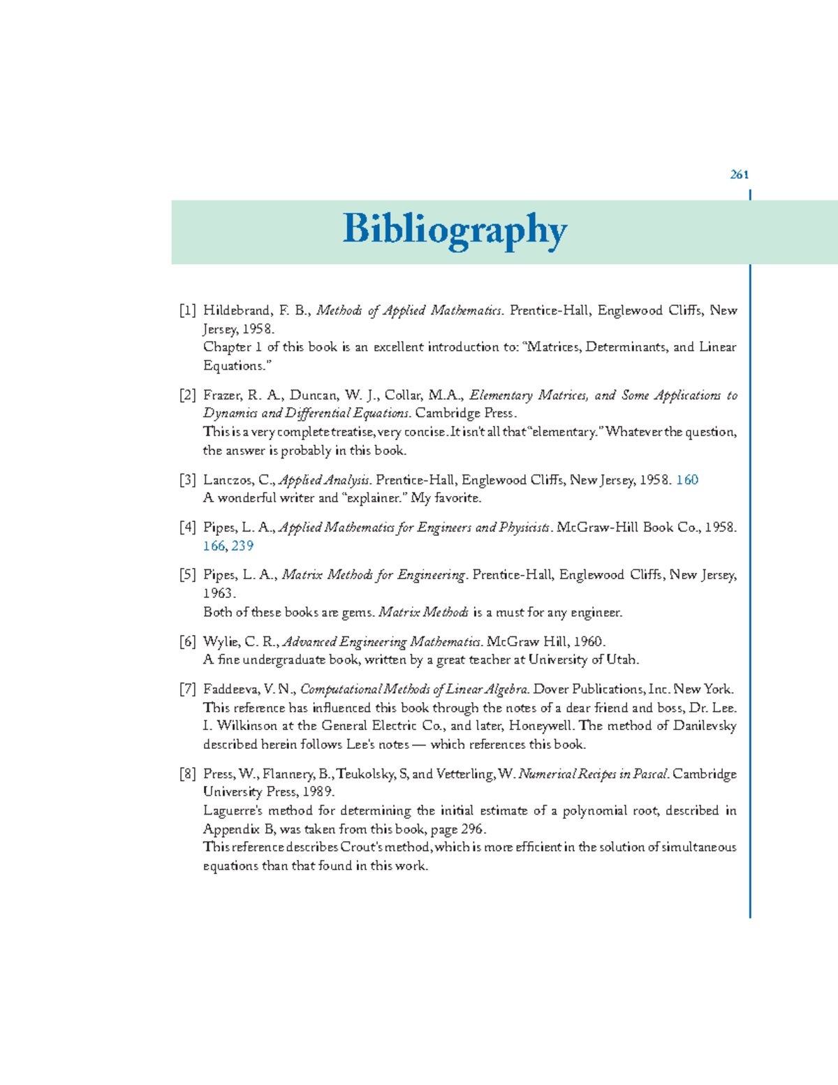 Matrices in Engineering Problems 14 - 261 Bibliography [1] Hildebrand ...