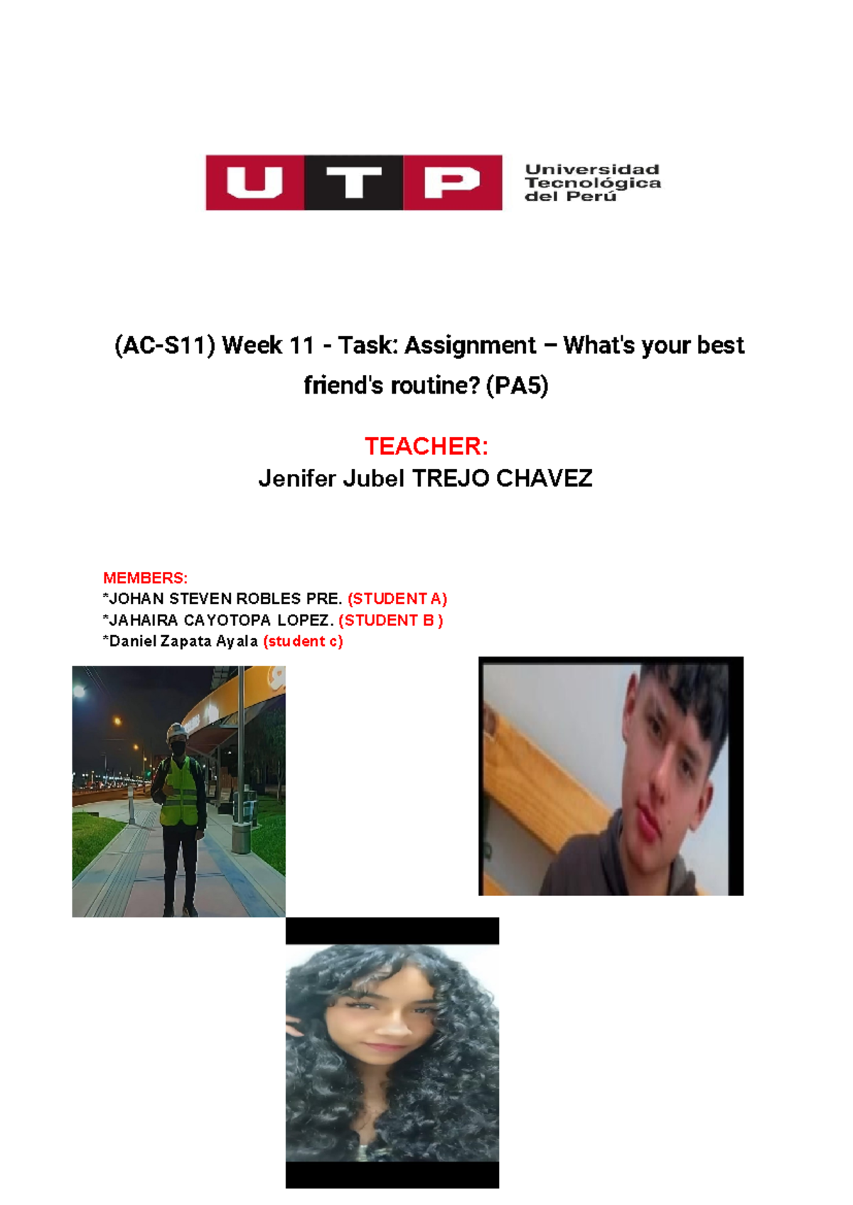 Inglés TA 2 - tarea - (AC-S11) Week 11 - Task: Assignment – What's your best friend's routine ...