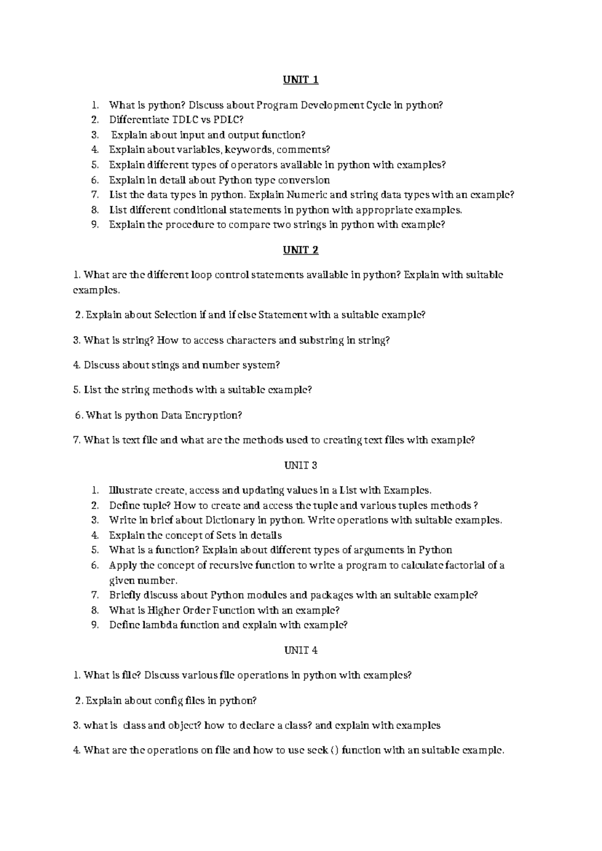 PP Important Questions - UNIT 1 What is python? Discuss about Program ...