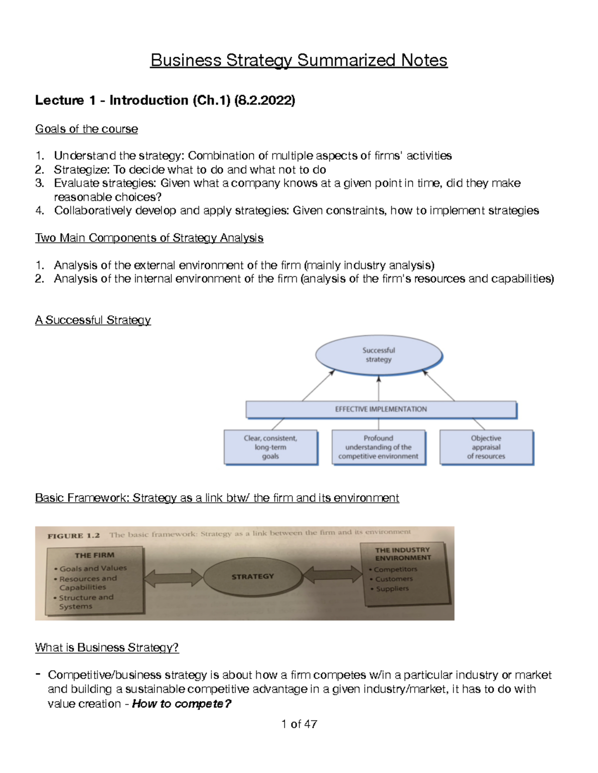 Business Strategy Summarized Notes - Business Strategy Summarized Notes ...