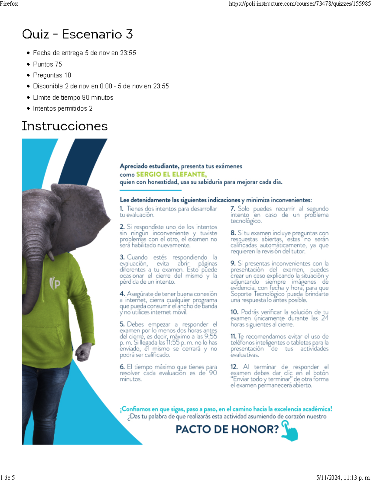 Quiz semana 3 - Quiz - Escenario 3 • Fecha de entrega 5 de nov en 23 ...