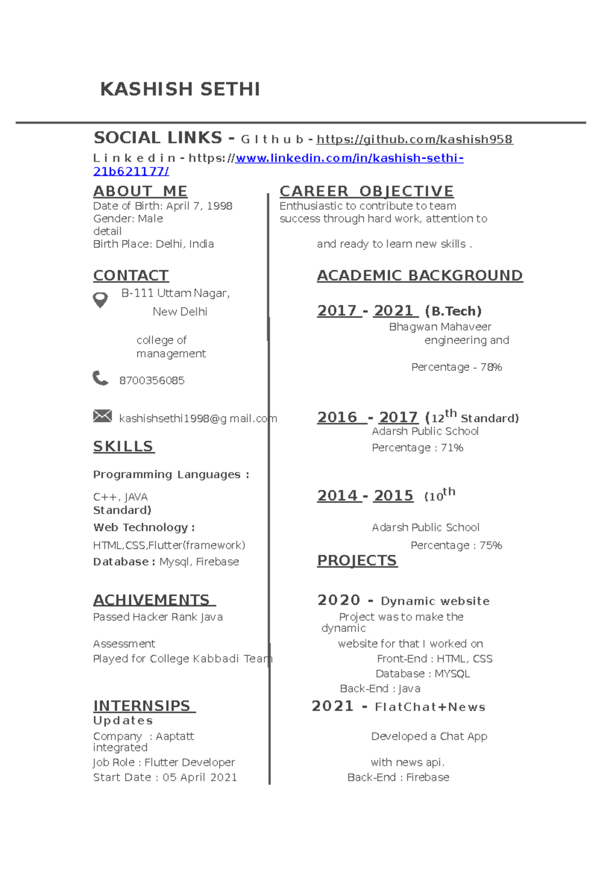 Kashish Sethi res - edwevwvwrvwv - KASHISH SETHI SOCIAL LINKS - G I t h u b - github/kashish L i ...