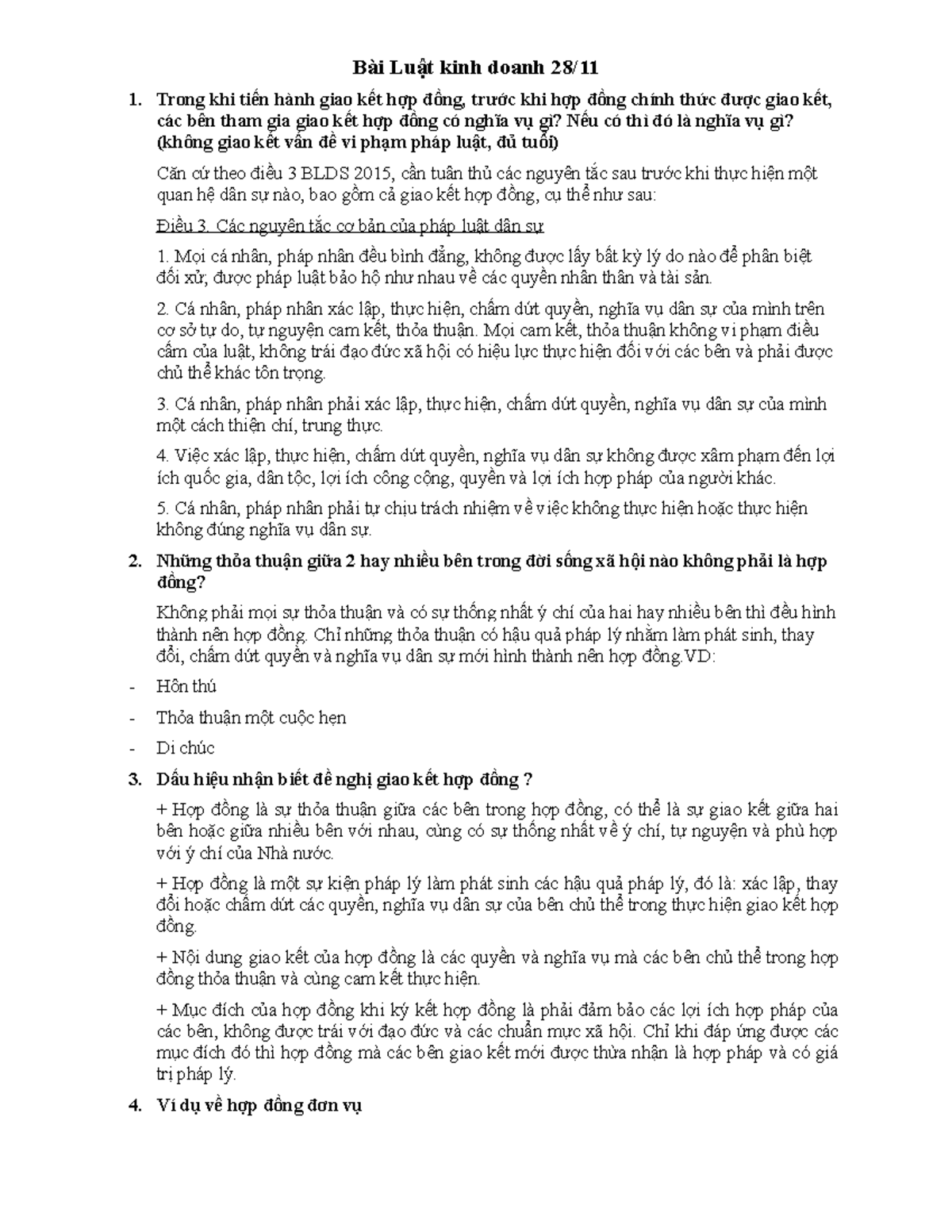 Bài LKD 28-11 - Bài nộp LKD về nhà - Bài Luật kinh doanh 28/ Trong khi ...